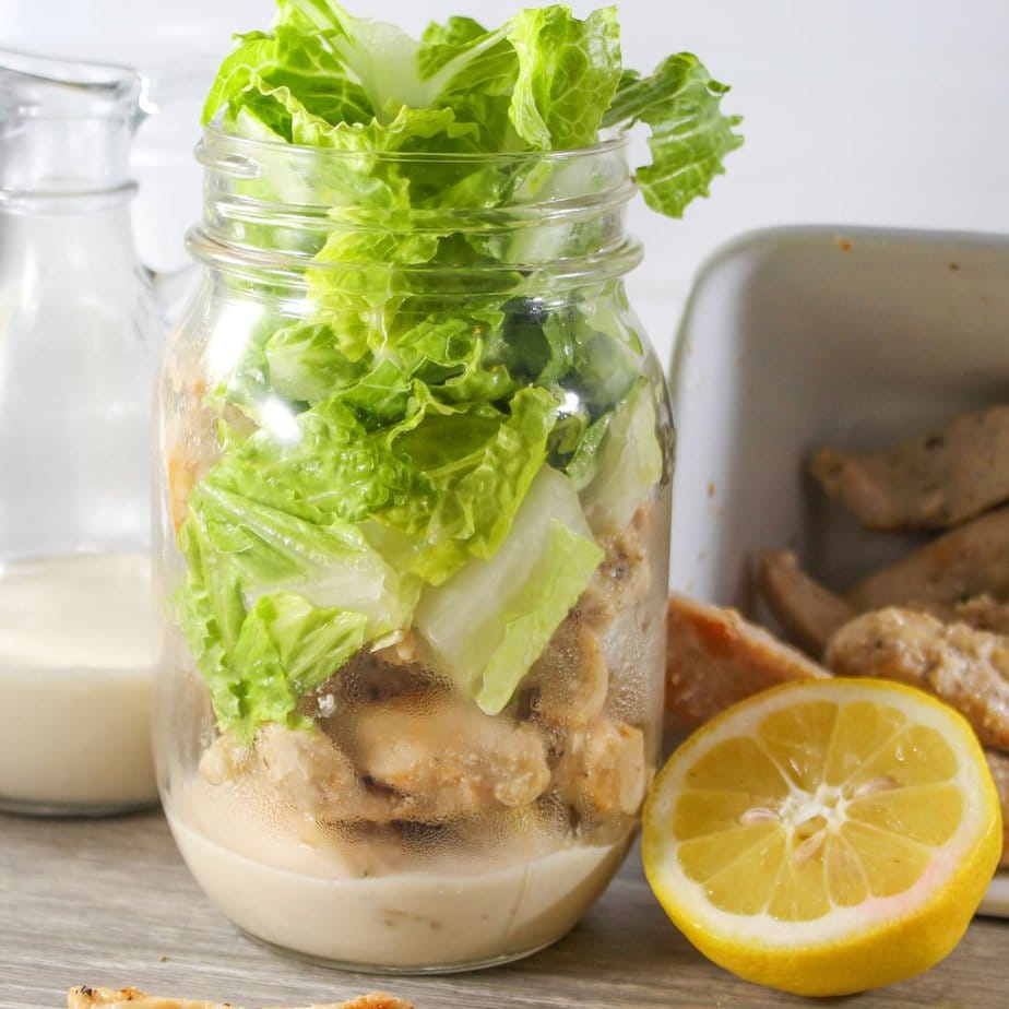 Mason Jar Chicken Caesar Salad